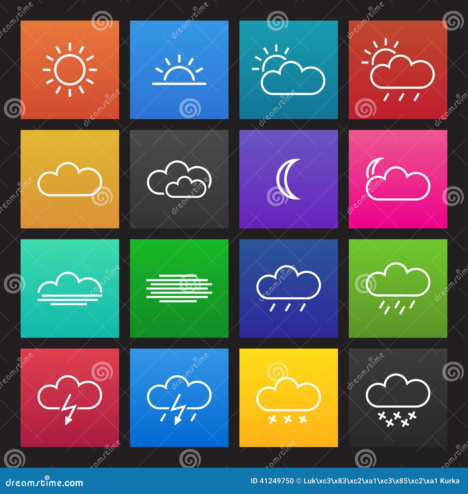 Colored Simple Weather Icons Stock Vector - Illustration of cold, rainy ...