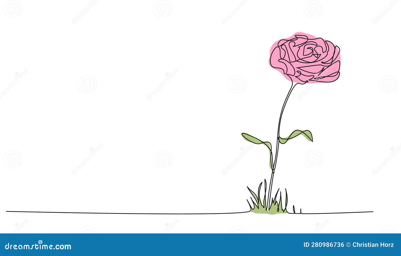 Colored Single Line Drawing of a Flower Stock Vector - Illustration of ...