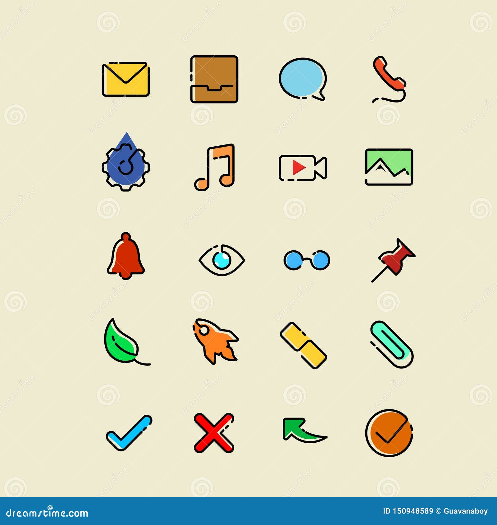 Colored Single line icons stock illustration. Illustration of equipment ...