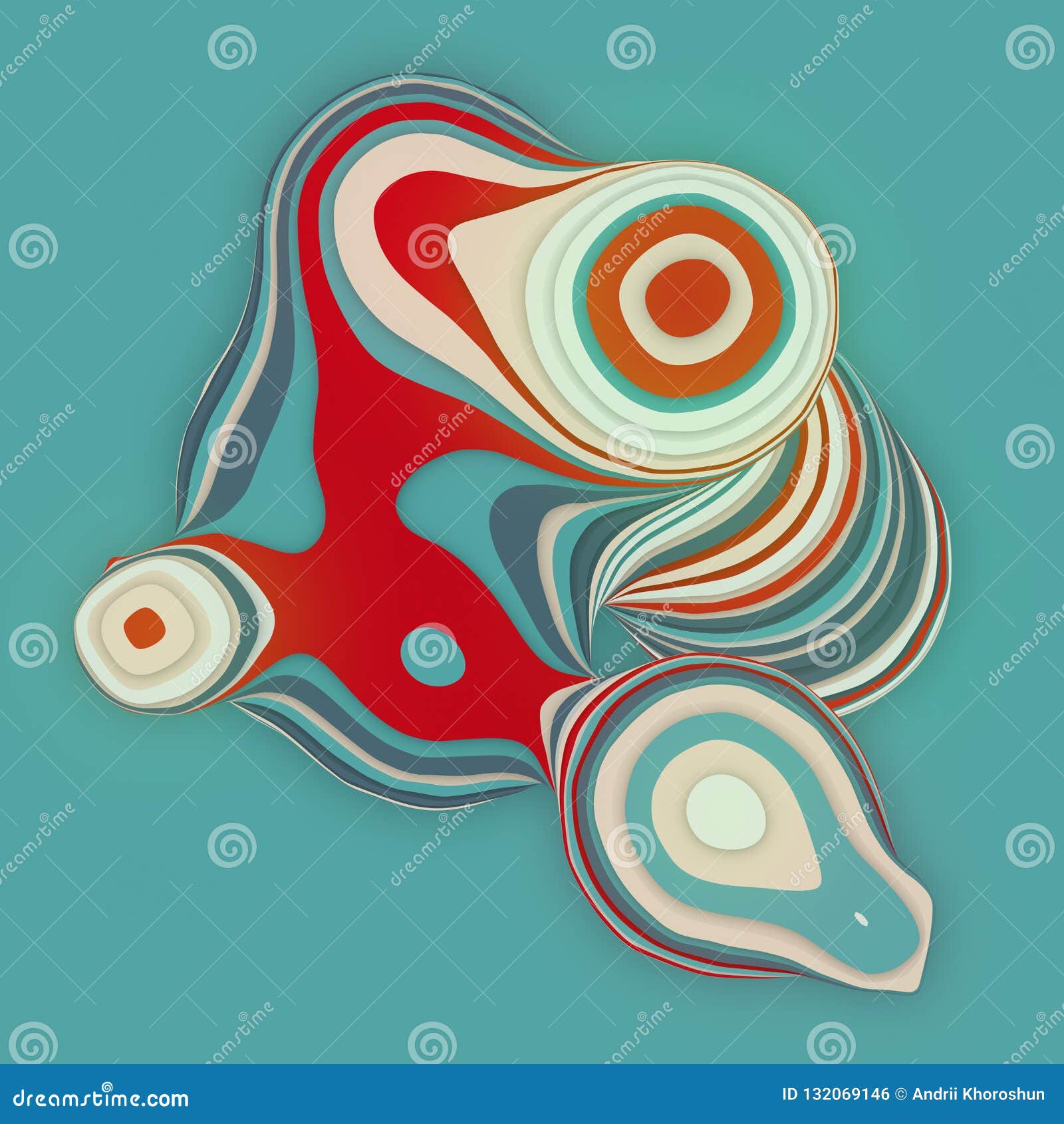 Colored Sliced Shape. Computer Generated Abstract Geometric 3D Render ...