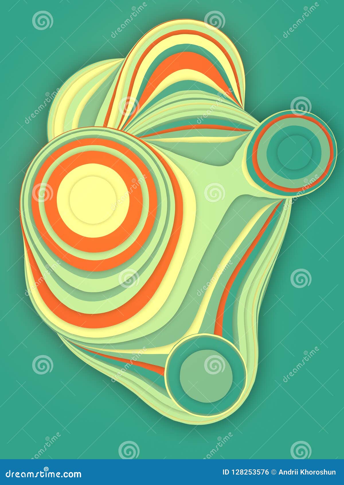 Colored Sliced Shape. Computer Generated Abstract Geometric 3D Render ...