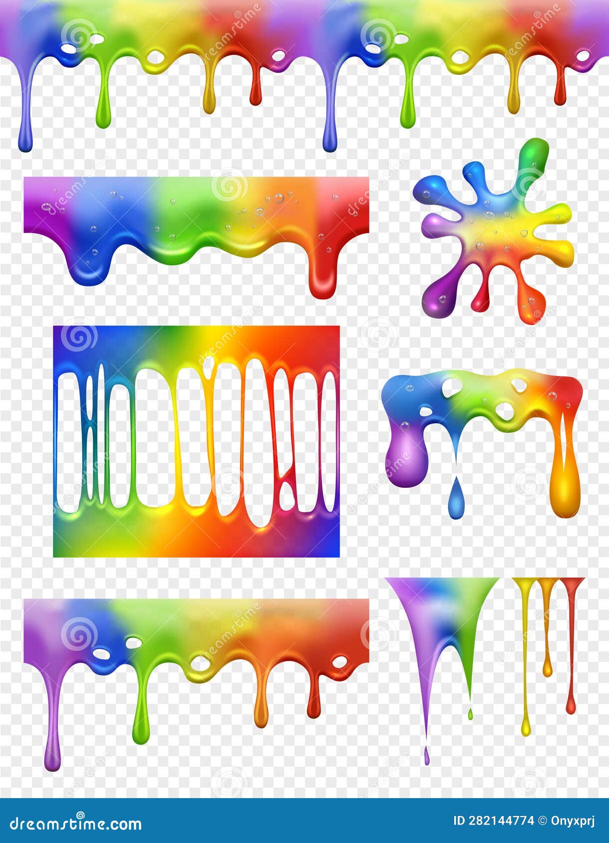 Colored Slime. Realistic Liquid Multicolored Slime Splashes Decent ...