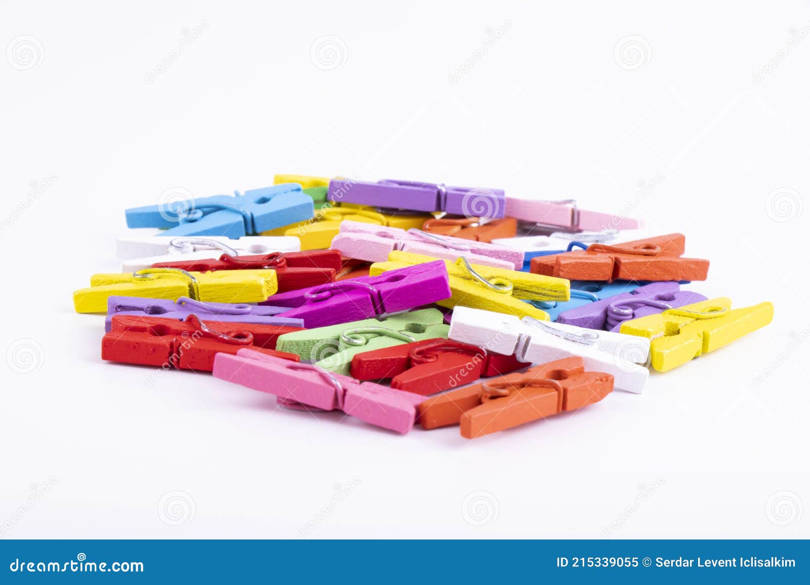 Colored Small Clothes Pegs on a White Background Stock Image - Image of ...