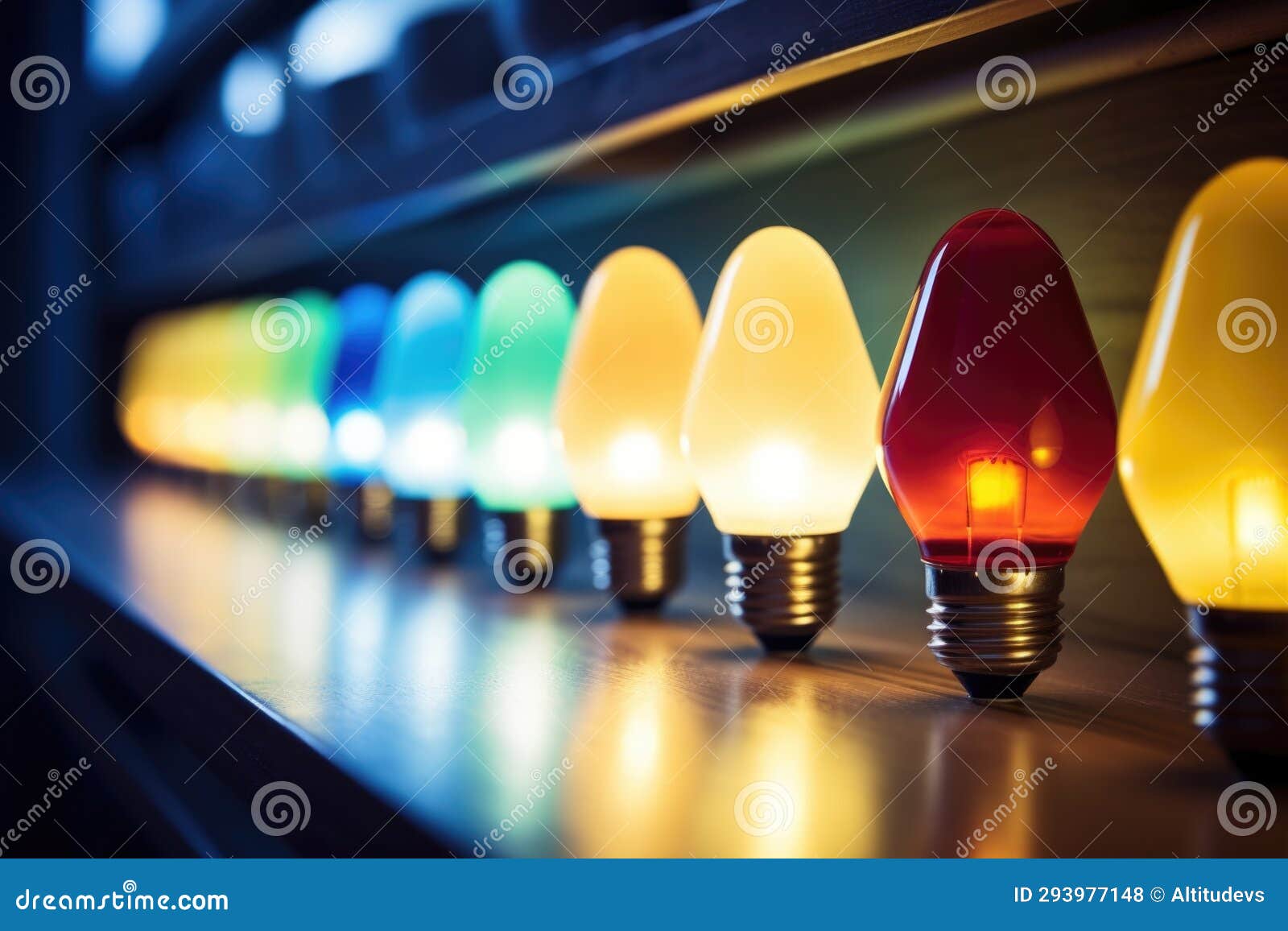 Colored Smart Bulbs Organized in a Row Stock Illustration - Illustration of smart, interior ...