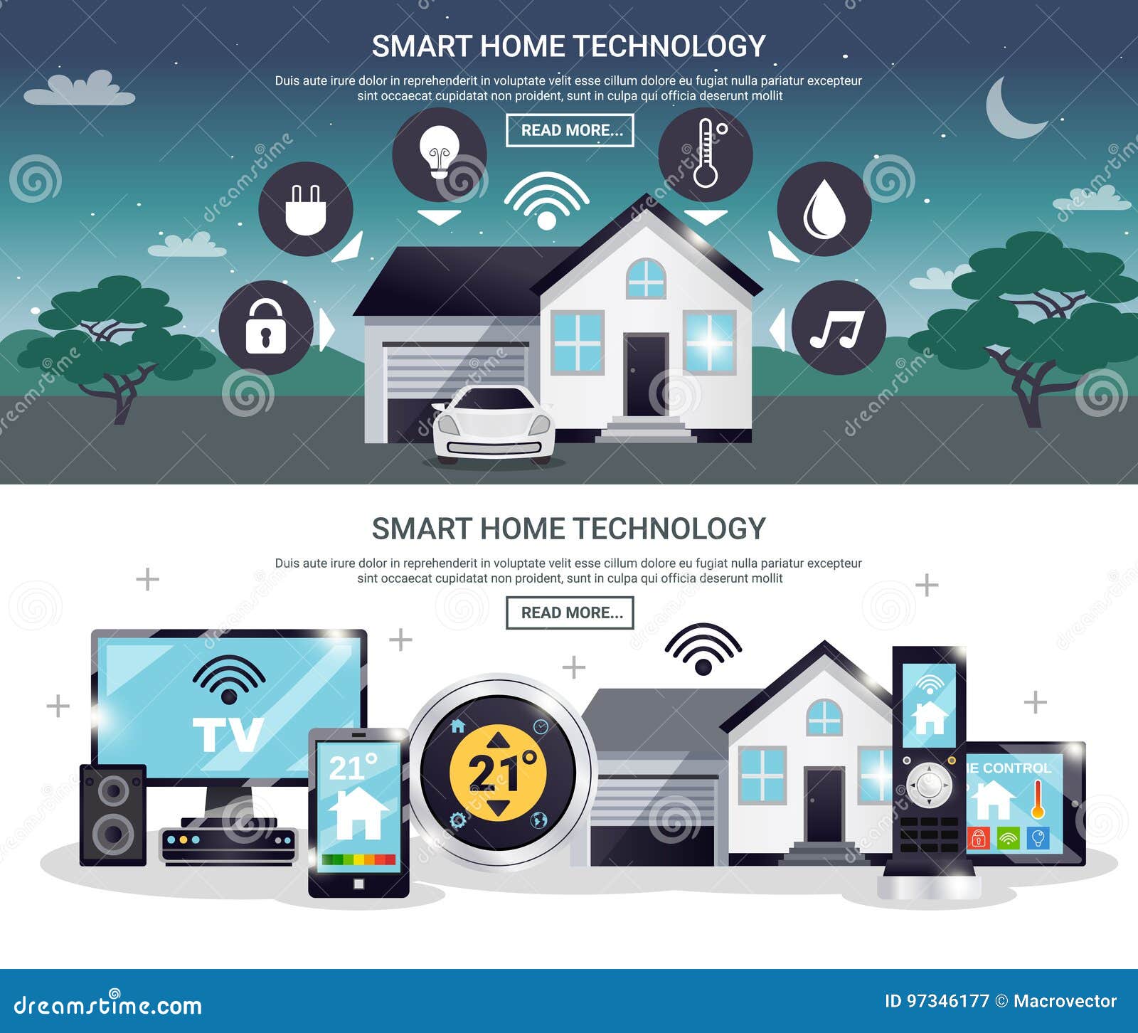 Colored Smart Home Banner Set Stock Vector - Illustration of automation ...