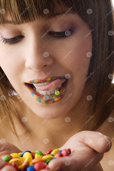 Colored smarties stock photo. Image of makeup, lady, model - 10723560
