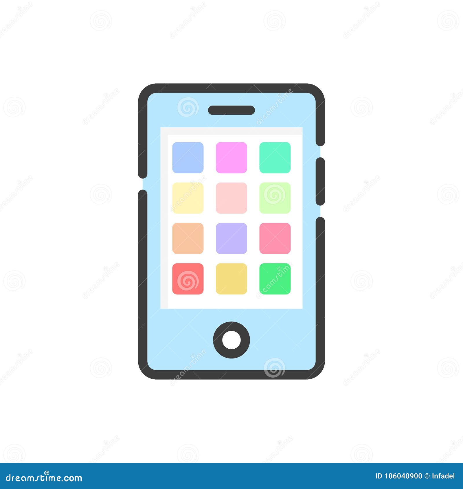Colored Smartphone with Mobile Apps on White Background Stock Vector ... Colored Smartphone with Mobile Apps on White Background Stock Vector ...