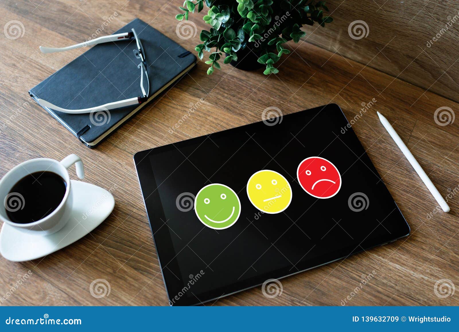 Colored Smiles. Customer Satisfaction Control on Device Screen. Service ...