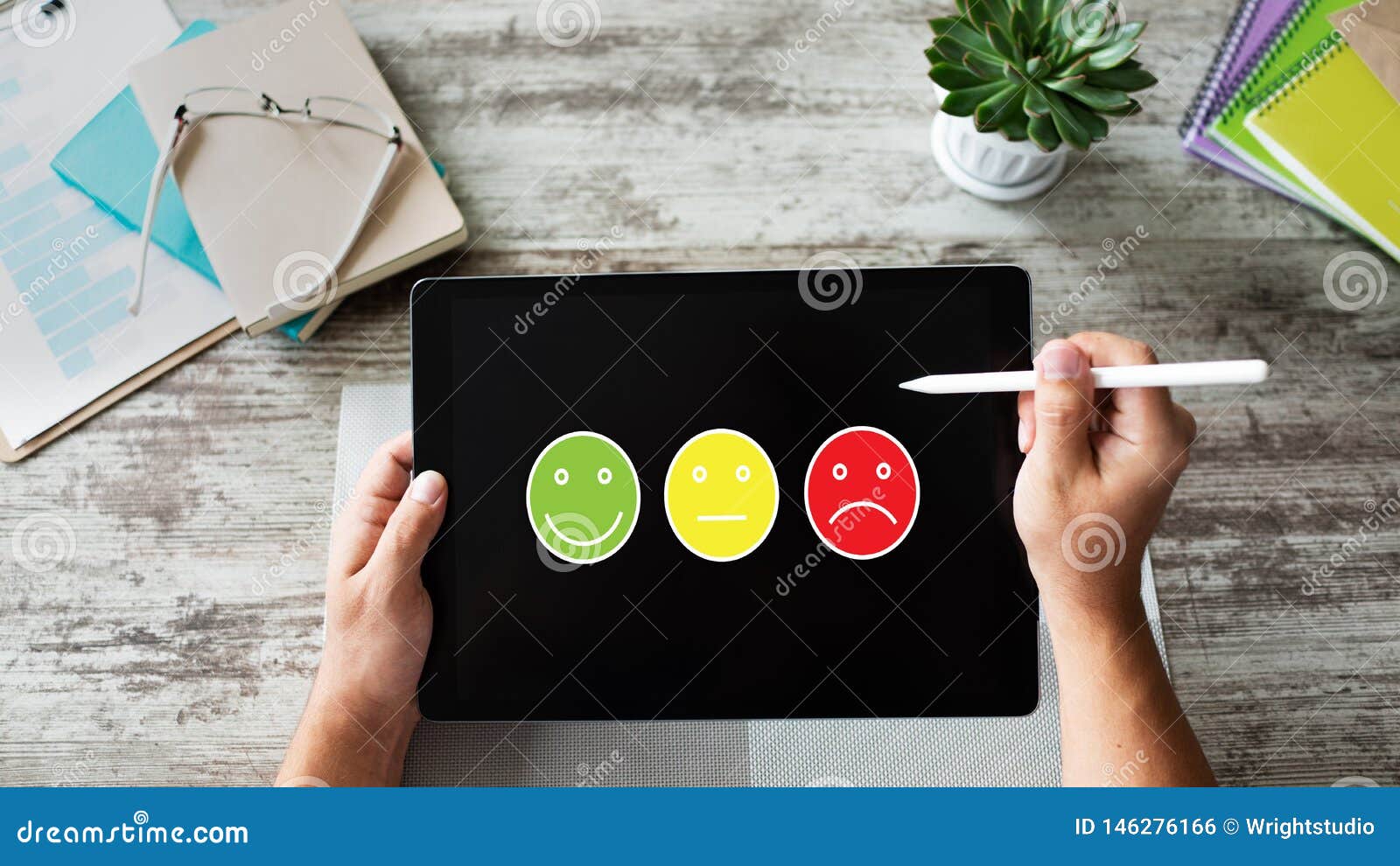 Colored Smiles. Customer Satisfaction Control on Device Screen. Service ...