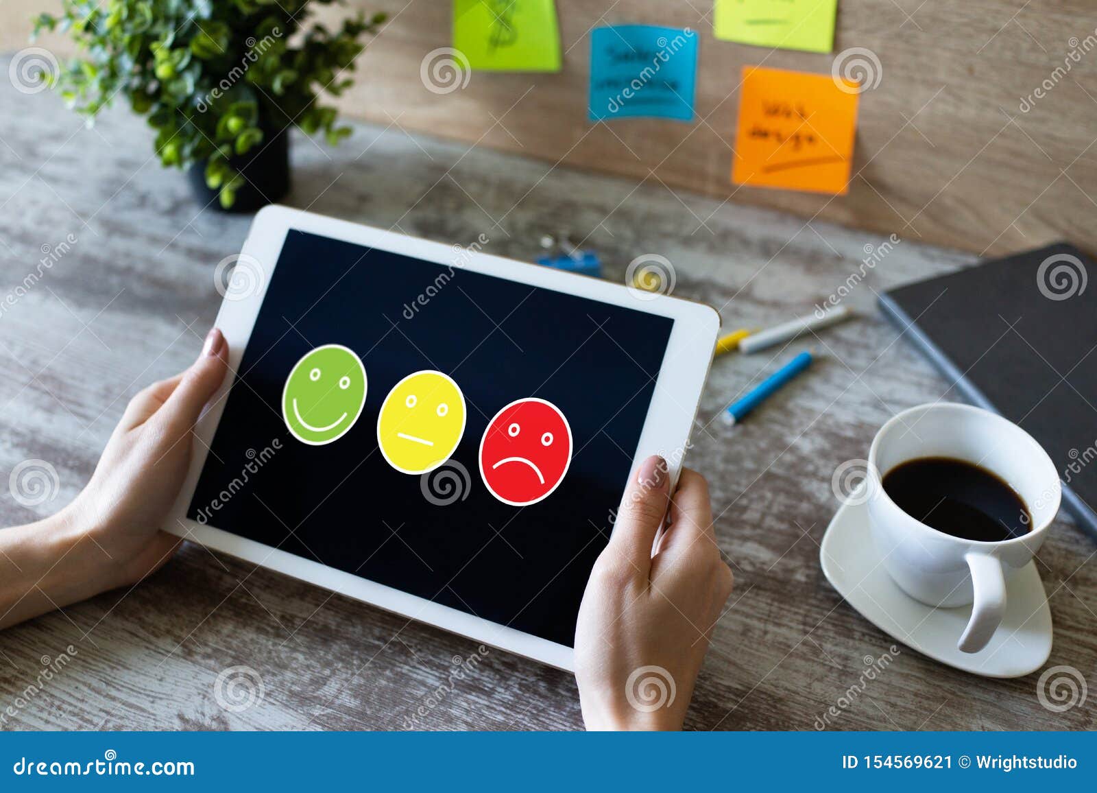 Colored Smiles. Customer Satisfaction Control on Device Screen. Service ...