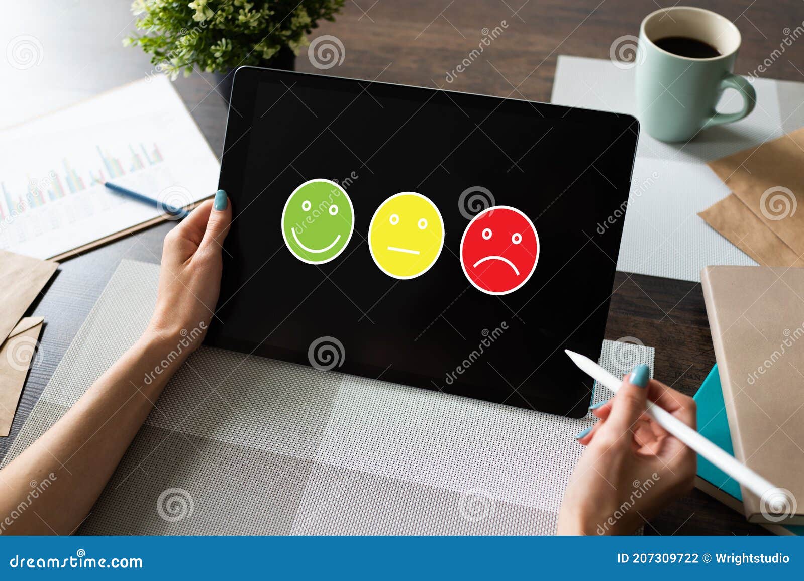 Colored Smiles. Customer Satisfaction Control on Device Screen. Service ...