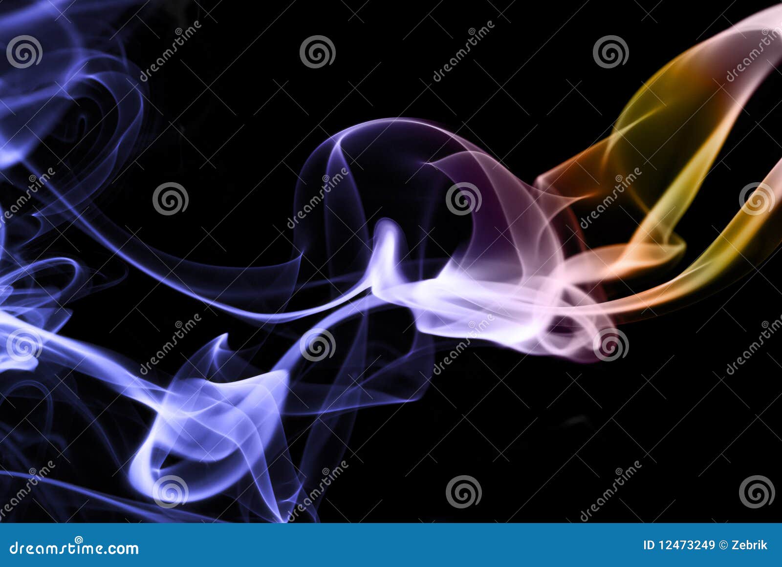 Colored Smoke Abstract on Black, Horizontal Stock Image - Image of ...