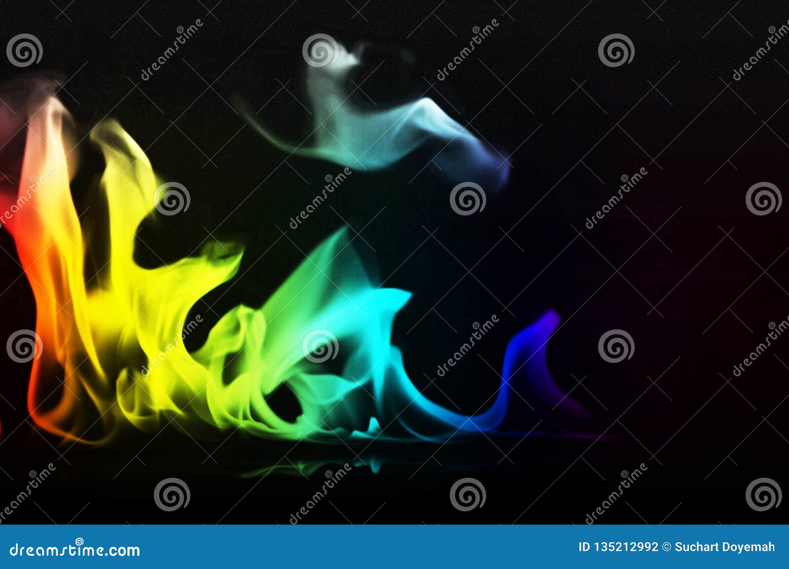 Multi Color Fire Flame Abstract on Black Background. a Mystic Colorful ...