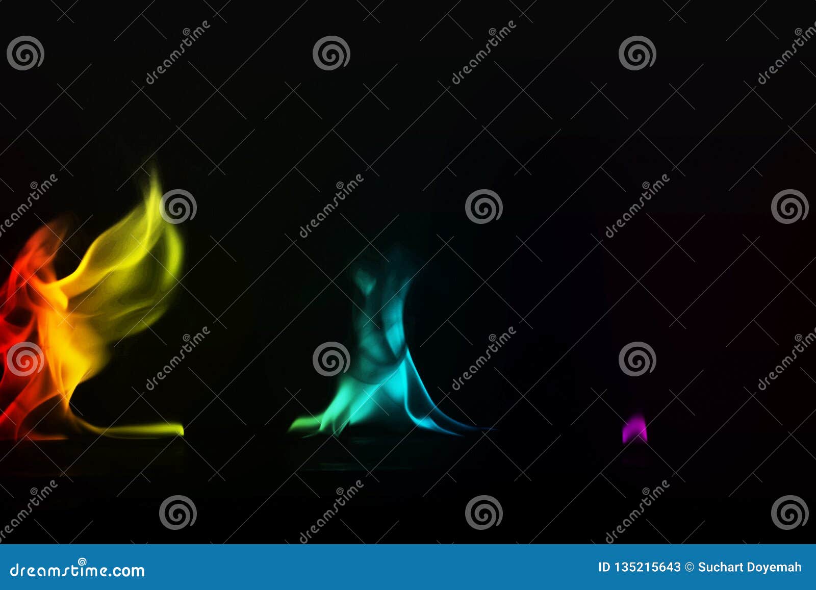 Multi Color Fire Flame Abstract on Black Background. a Mystic Colorful ...
