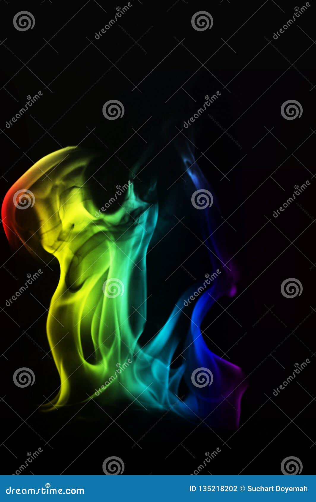 Multi Color Fire Flame Abstract on Black Background. a Mystic Colorful ...