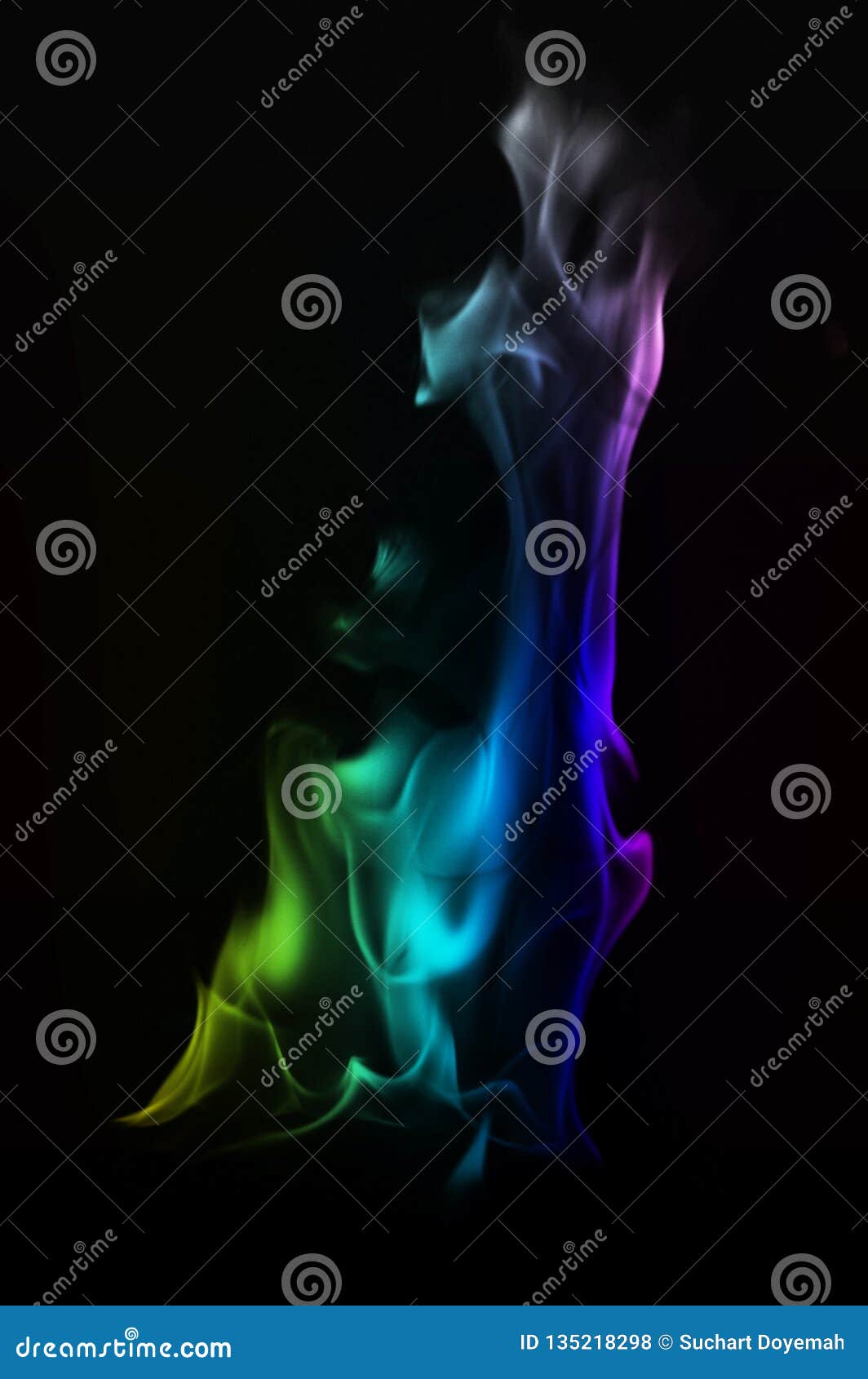 Multi Color Fire Flame Abstract on Black Background. a Mystic Colorful ...