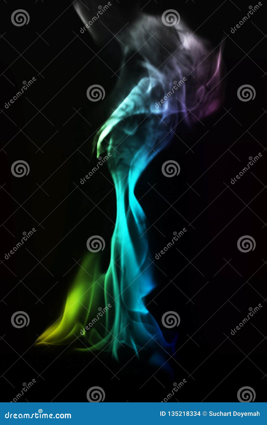 Multi Color Fire Flame Abstract on Black Background. a Mystic Colorful ...