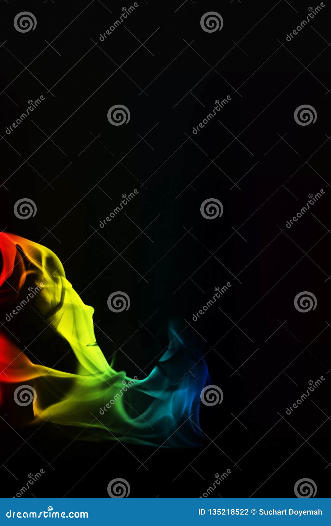 Multi Color Fire Flame Abstract on Black Background. a Mystic Colorful ...