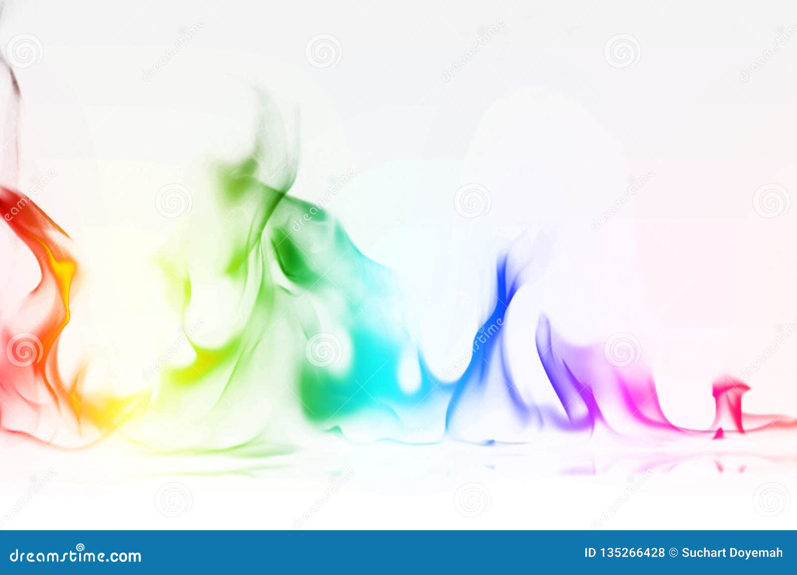 Multi Color Fire Flame Abstract on White Background. a Mystic Colorful ...