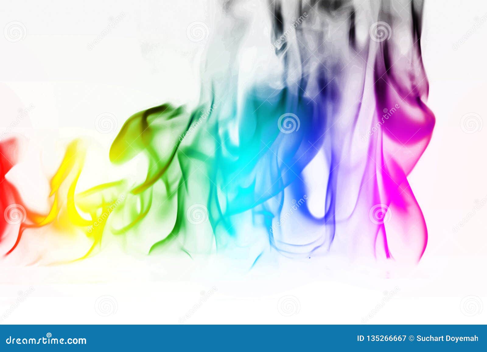 Multi Color Fire Flame Abstract on White Background. a Mystic Colorful ...