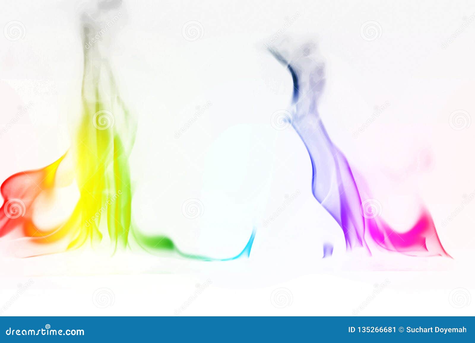 Multi Color Fire Flame Abstract on White Background. a Mystic Colorful ...