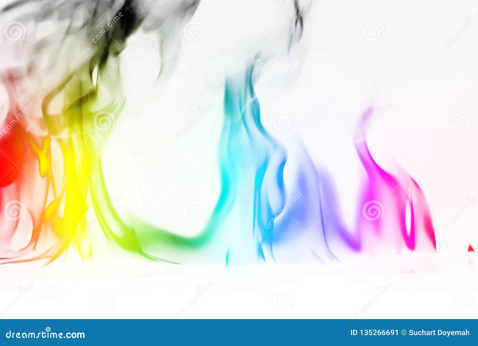 Multi Color Fire Flame Abstract on White Background. a Mystic Colorful ...
