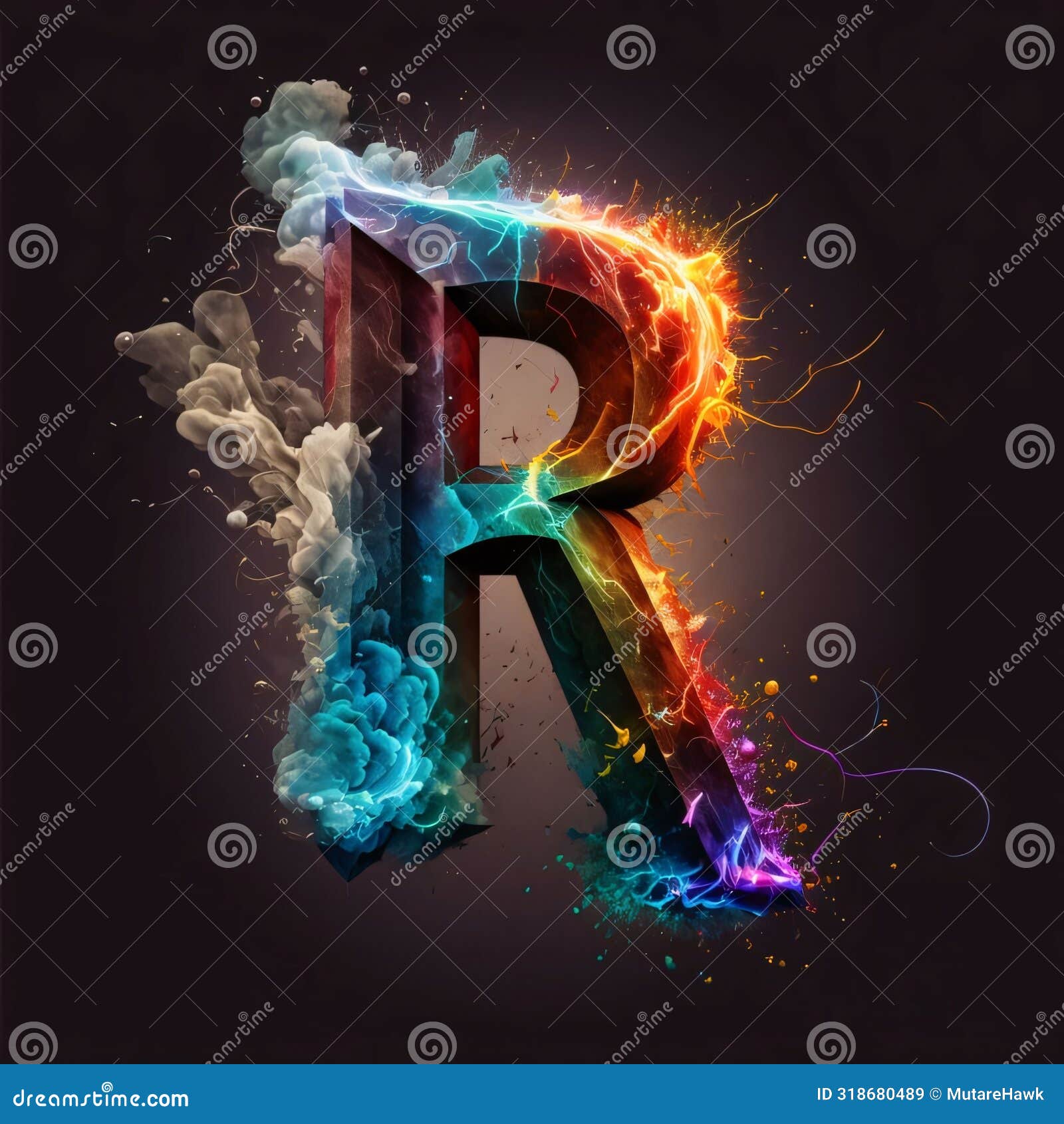 Colored Smoke in the Form of the Letter R. Vector Illustration Stock ...