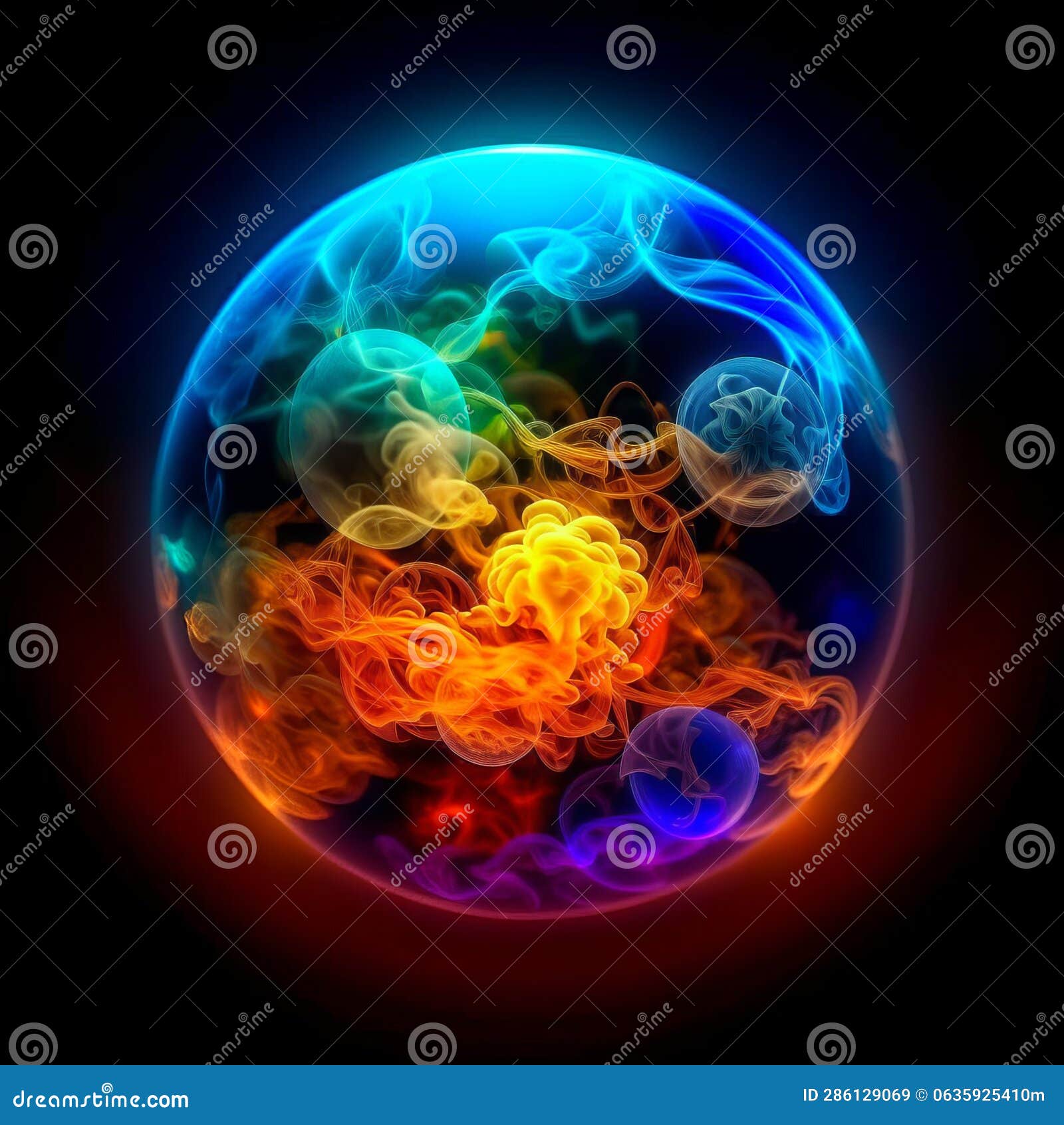 Colored Smoke in a Glass Sphere. Stock Illustration - Illustration of ...