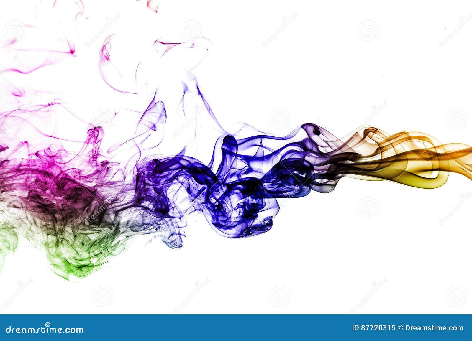 Colored Smoke Isolated on White Background Stock Image - Image of curve ...