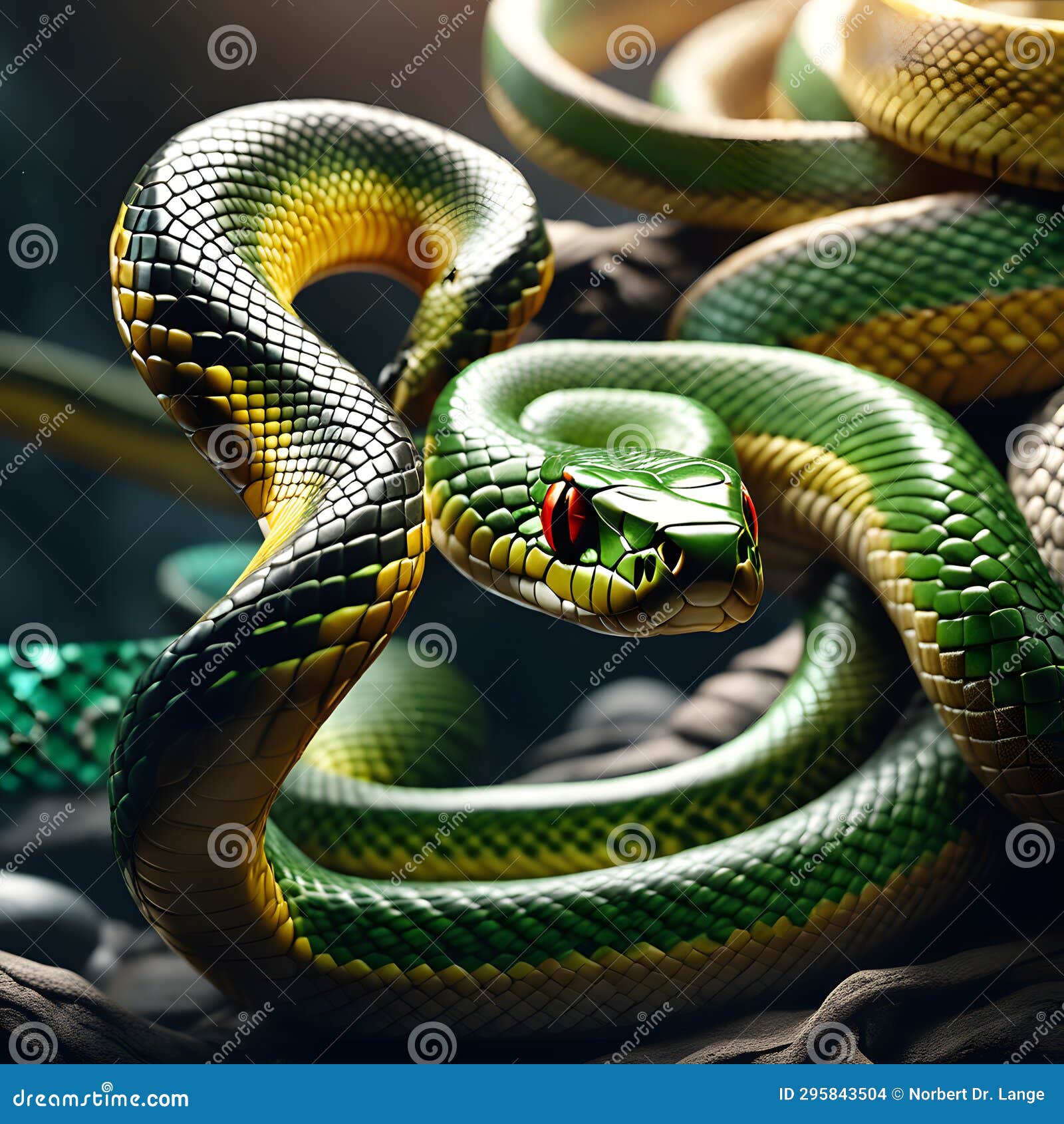 Colored Snakes, AI-Generatet Stock Photo - Image of colored, poisonous ...