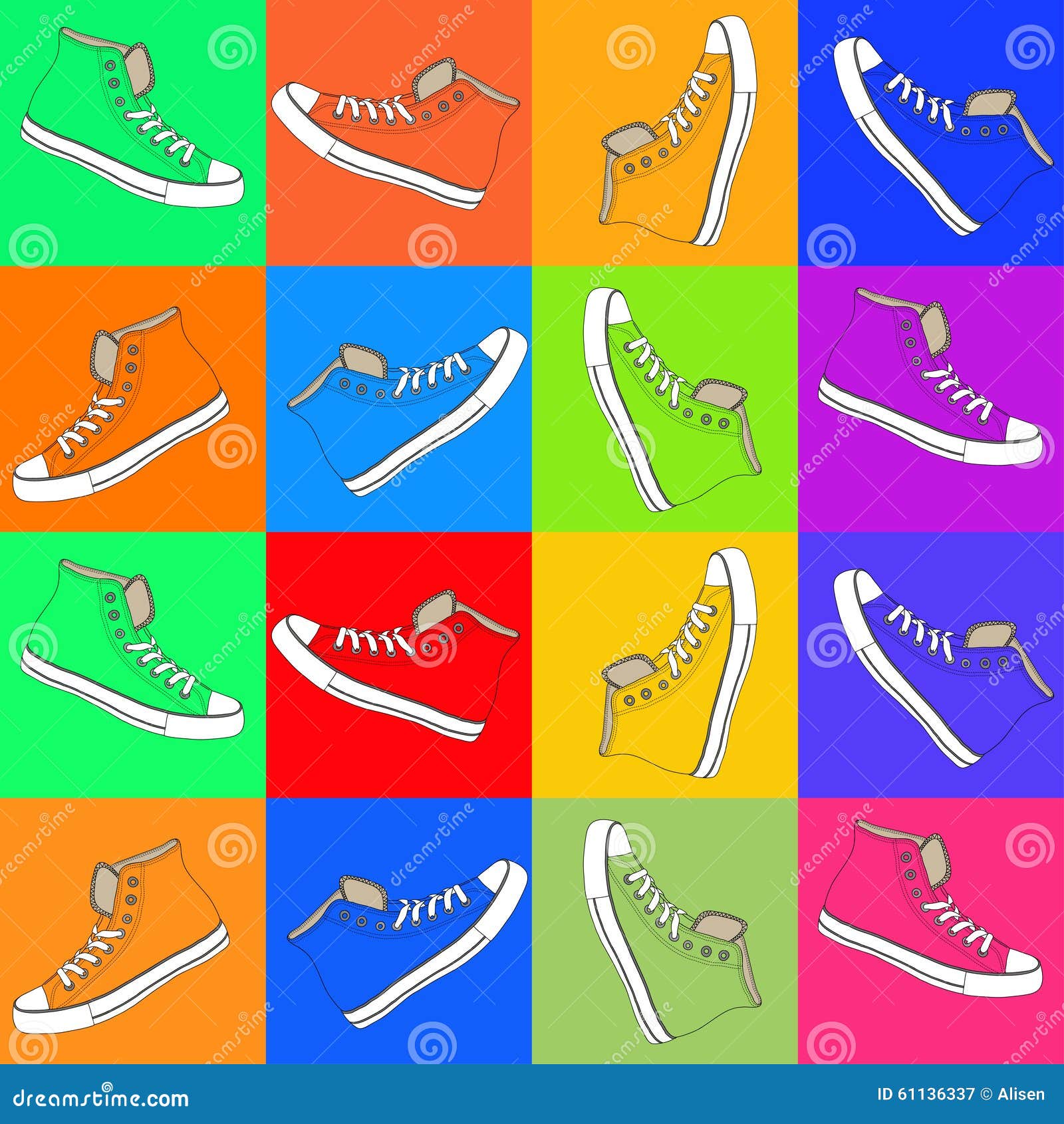 Colored Sneakers Vector Set Stock Vector - Illustration of background ...