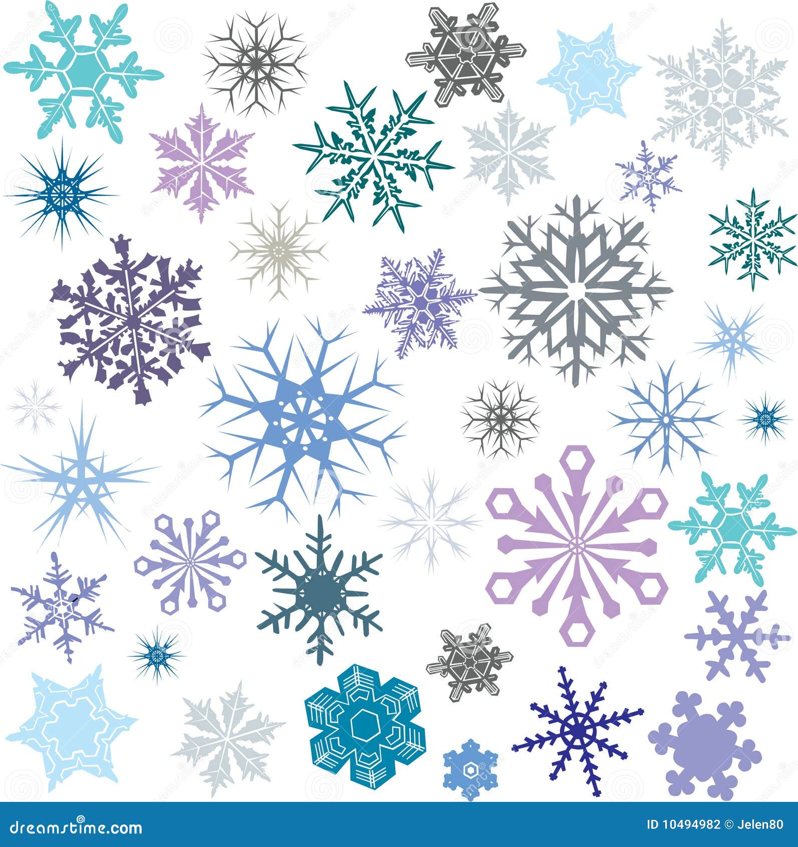 Colored Snowflakes stock vector. Illustration of violet - 10494982