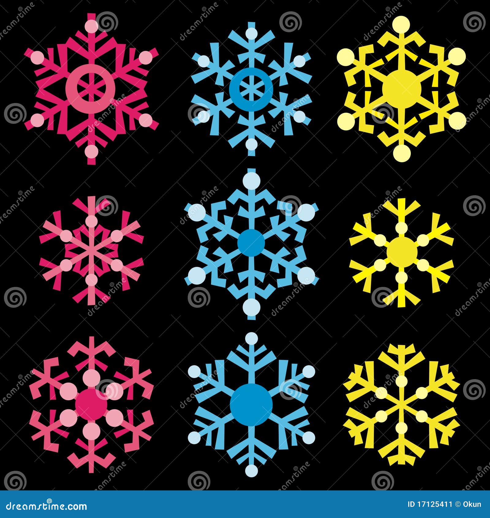Colored snowflakes stock vector. Illustration of cold - 17125411