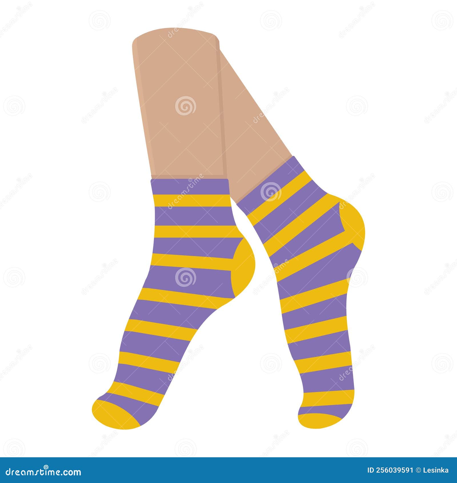 Colored Socks On Feet Color Vector Isolated Cartoon Style Illustration Stock Vector