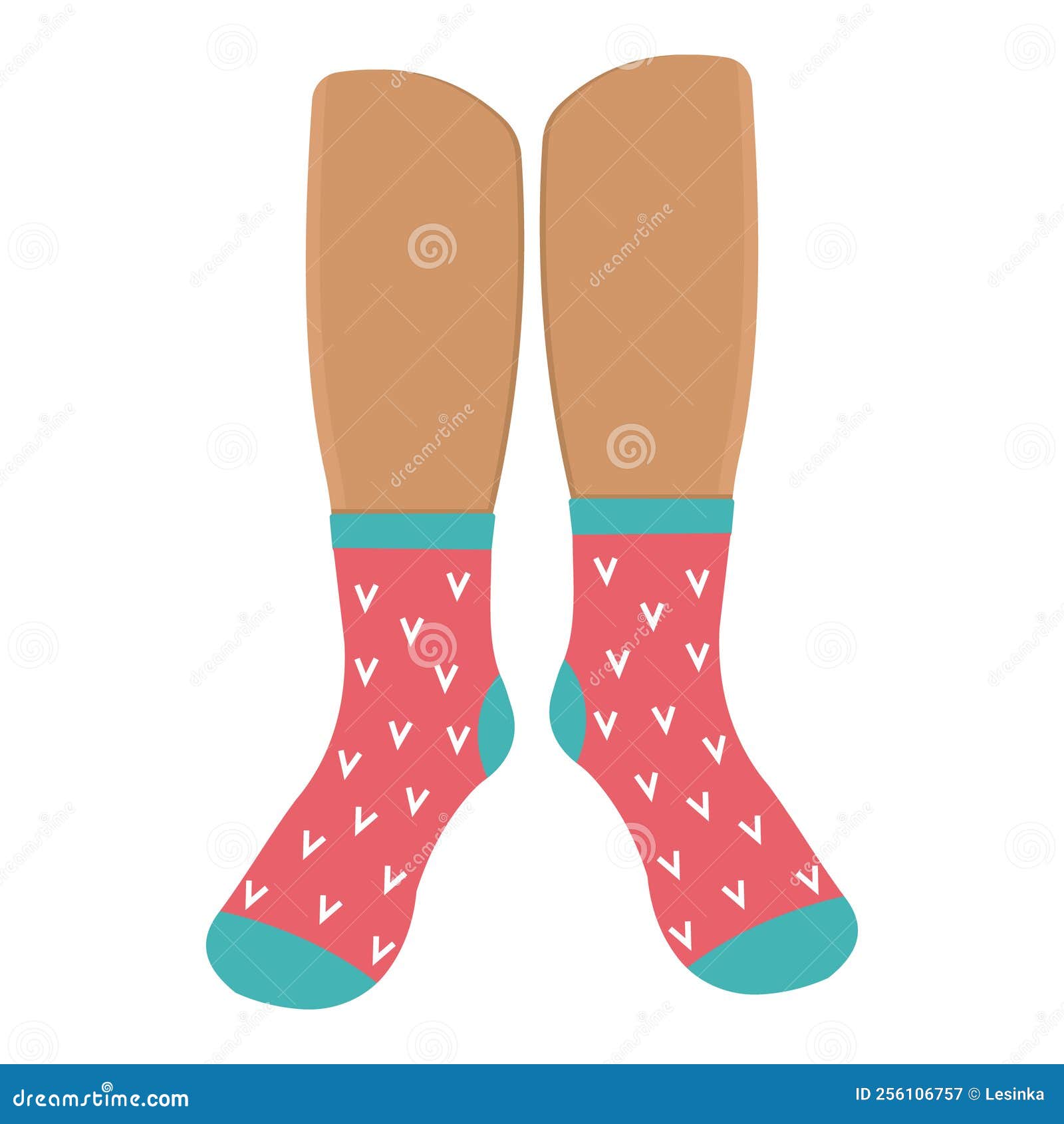 Colored Socks On Feet Color Vector Isolated Cartoon Style Illustration Stock Vector