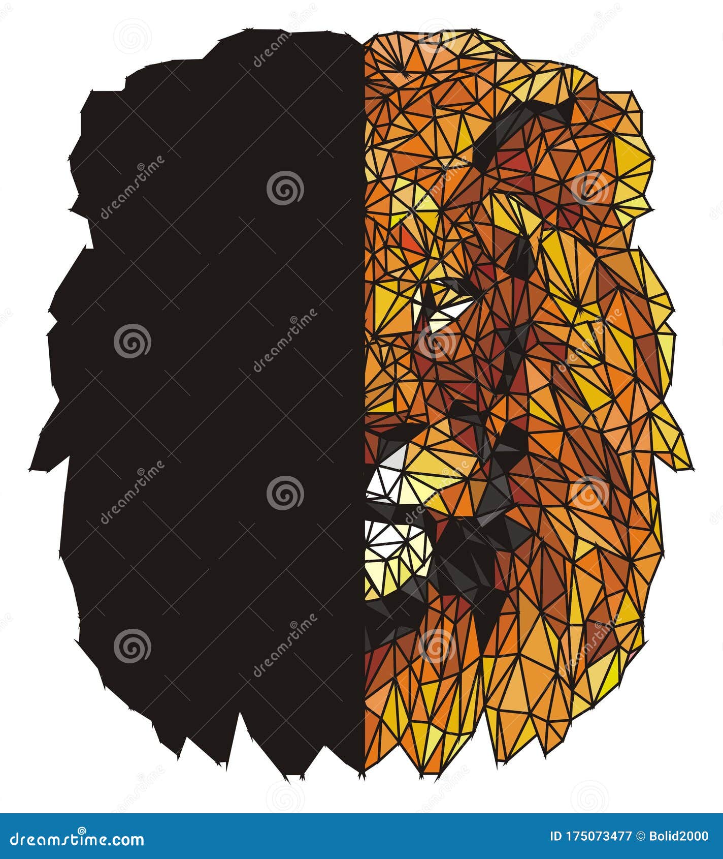 Half face of lion stock illustration. Illustration of decoration ...