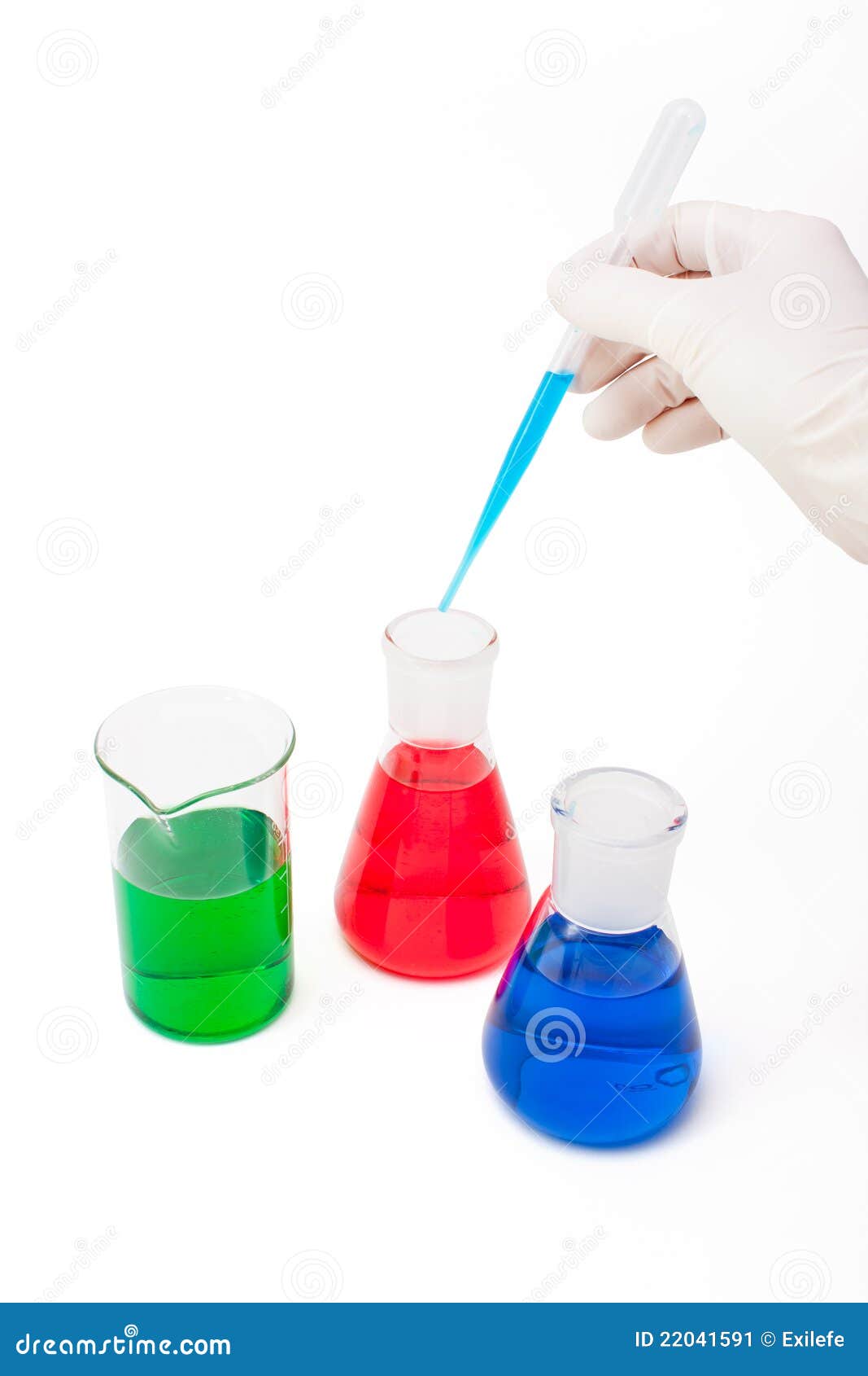 Colored Solution in Laboratory Flasks Stock Image - Image of ...