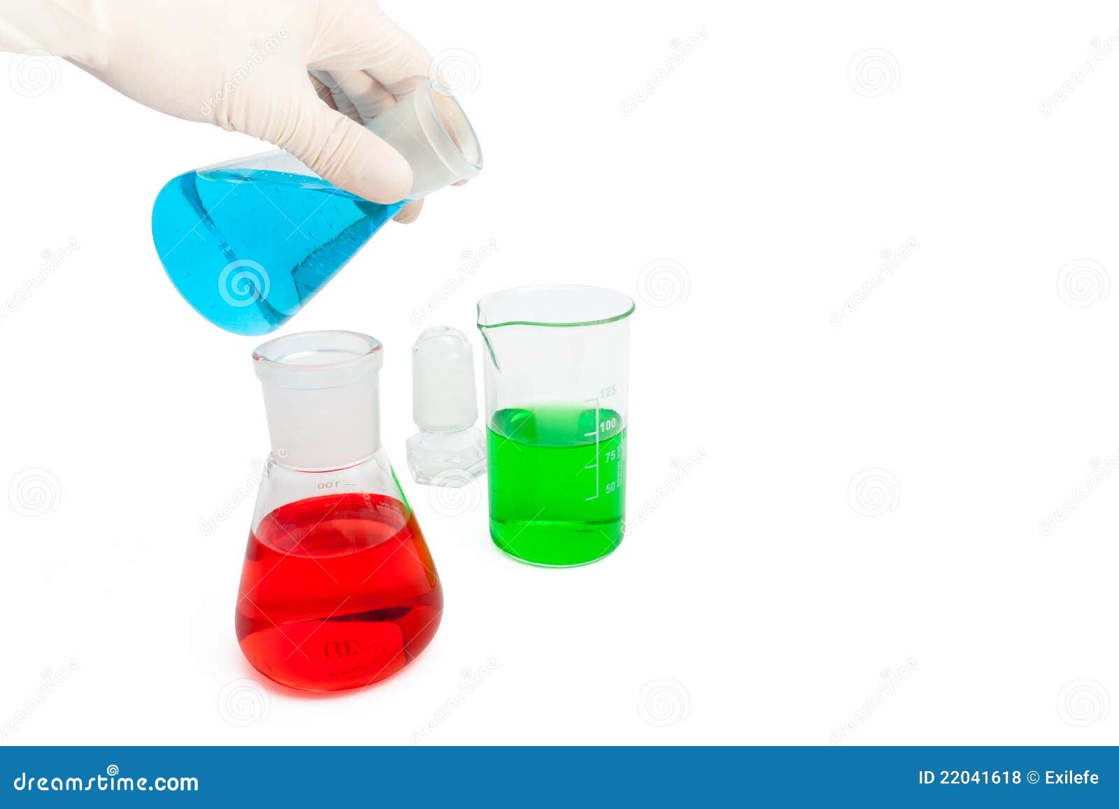 Colored Solution in Laboratory Flasks Stock Photo - Image of beaker ...