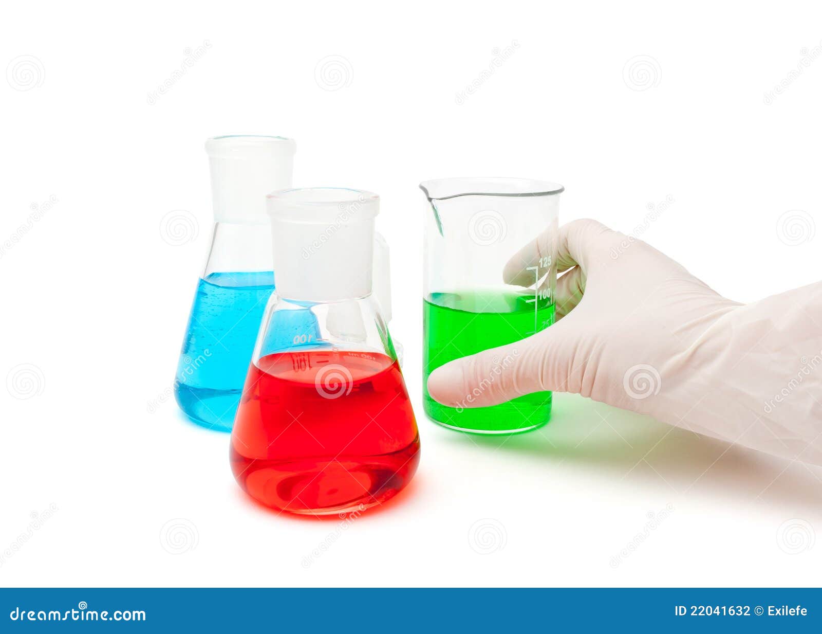Colored Solution in Laboratory Flasks Stock Photo - Image of blue ...