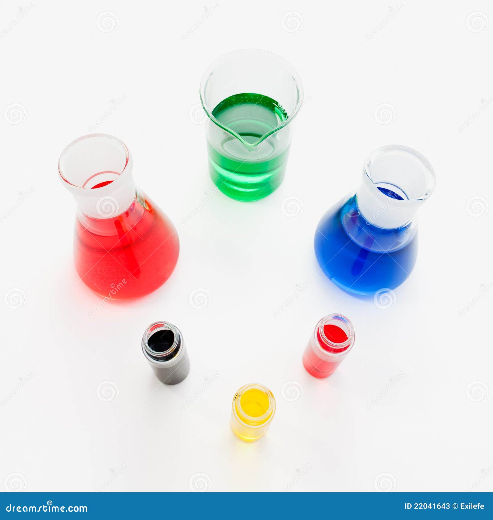 Colored Solution in Laboratory Flasks Stock Image - Image of science ...