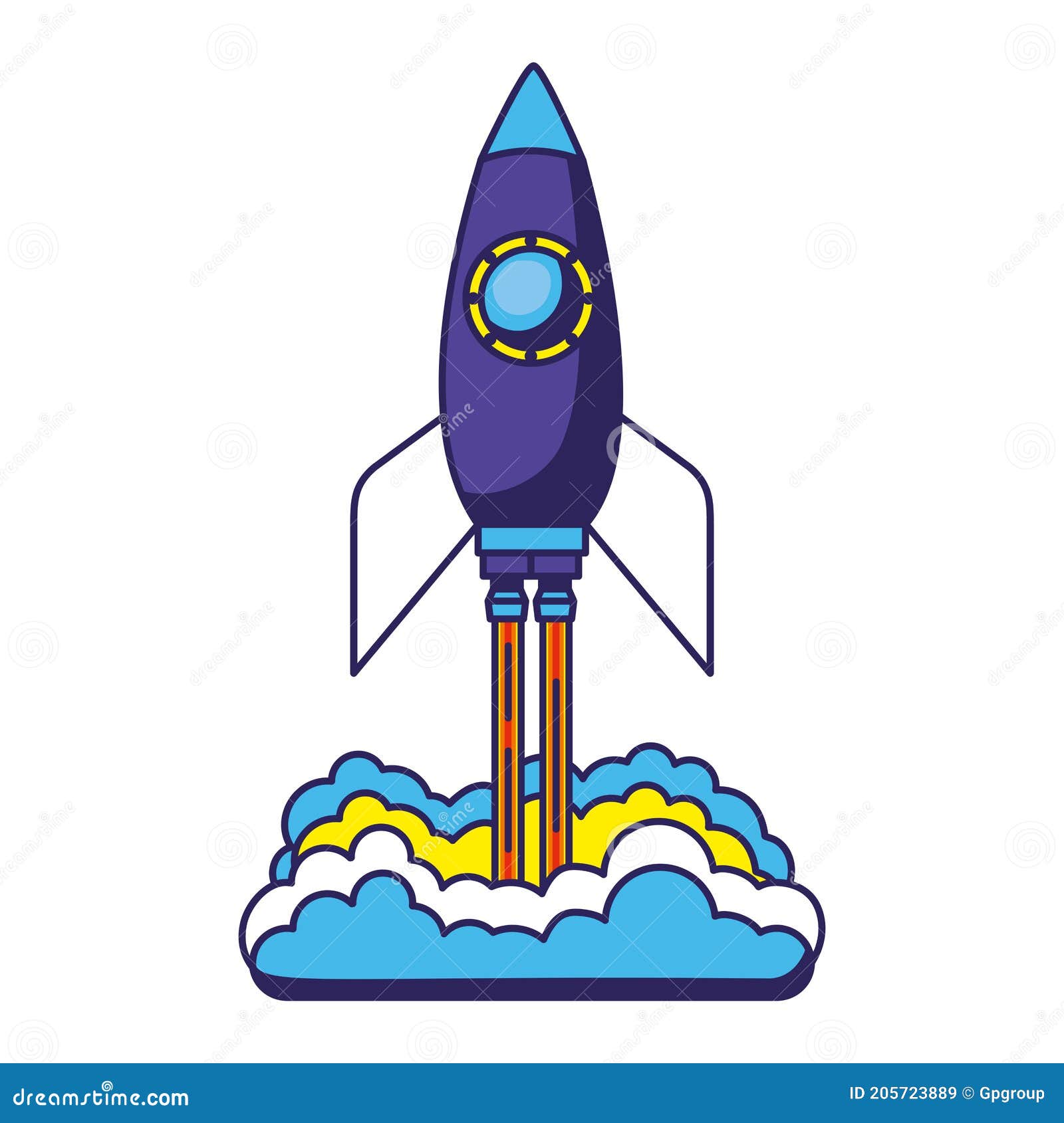 Colored Spaceship Launch Icon on a White Background Stock Vector ...