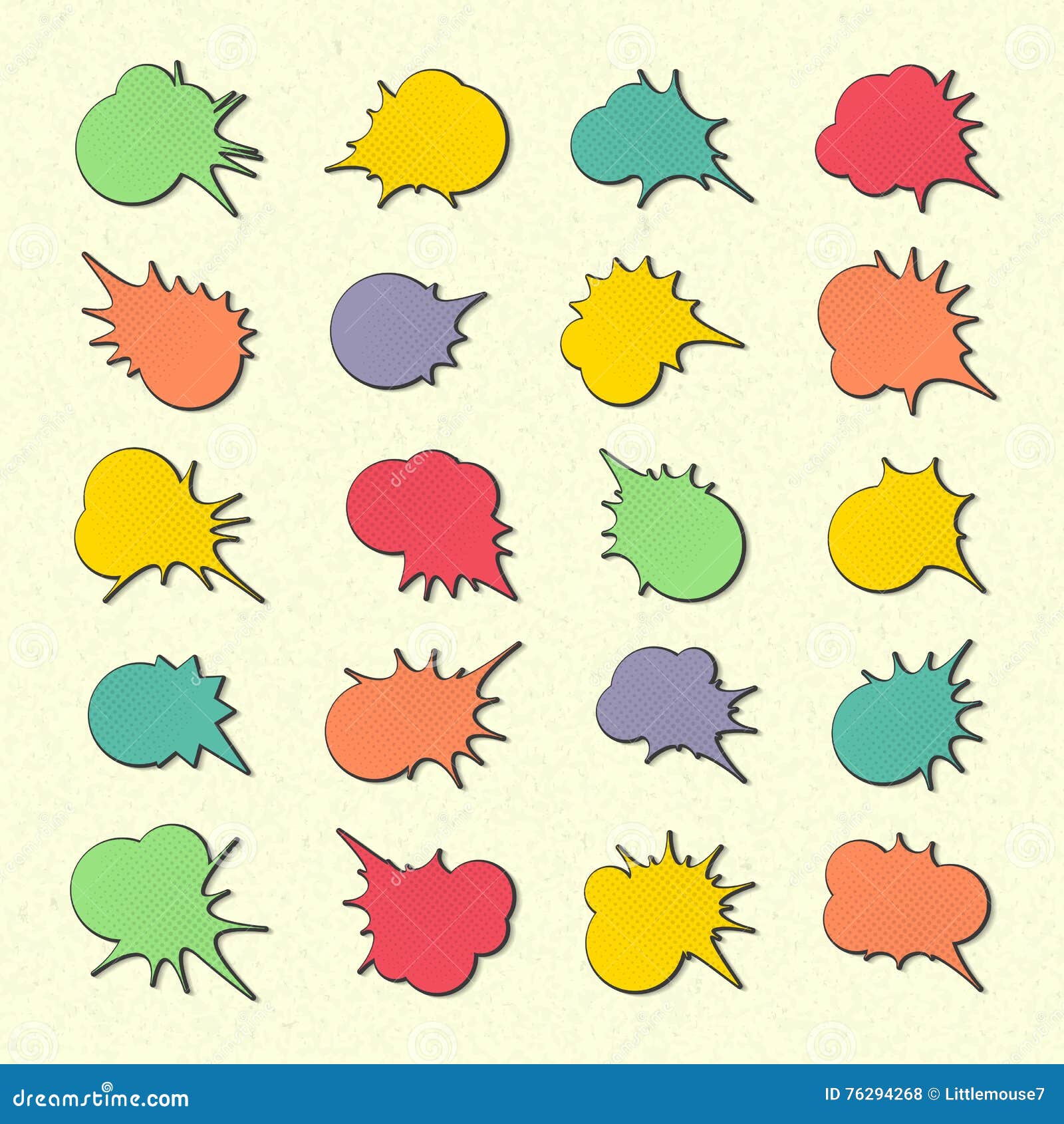 Colored Speech Bubbles, Explosion in Popart Style. Comic Book Stock ...