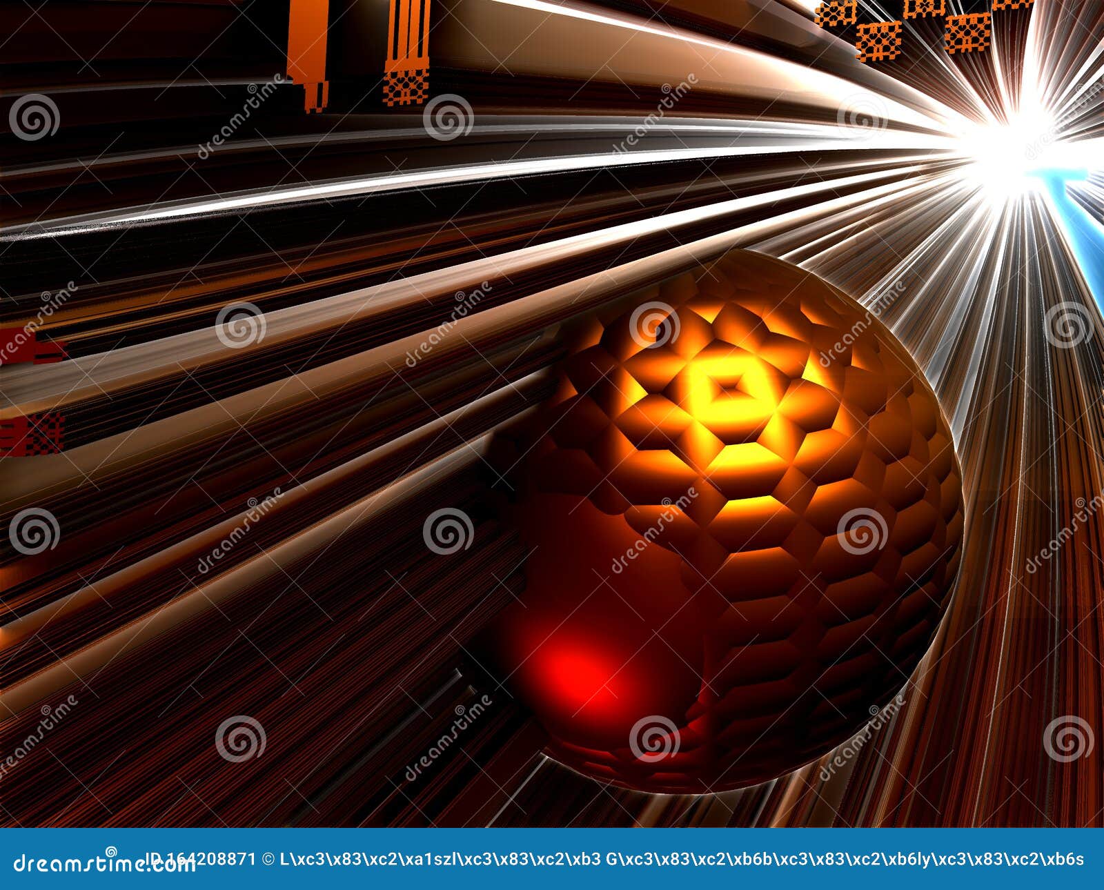 A Colored Sphere Rolling Towards the Infinity, 3d Render Stock ...