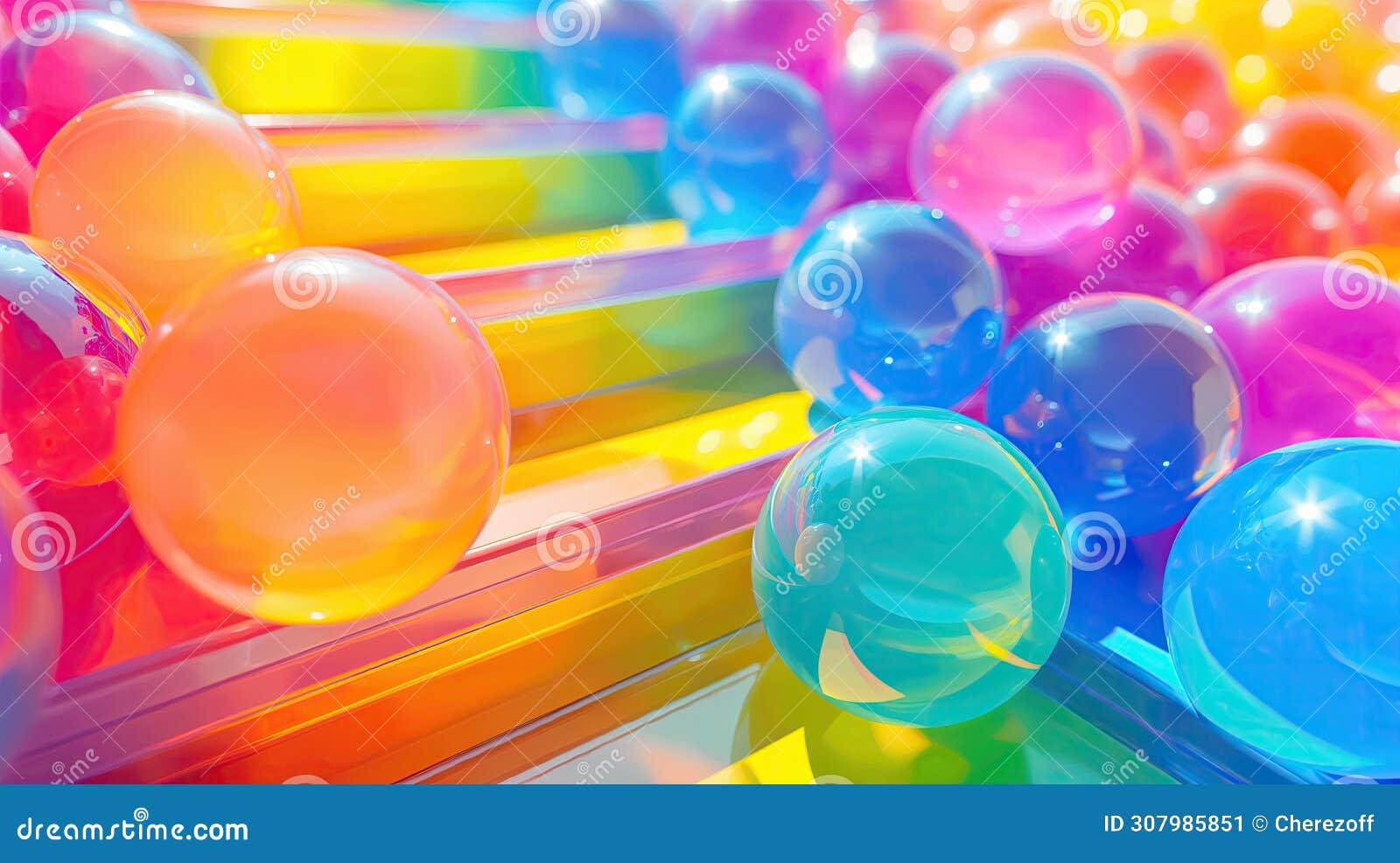 Colored Spheres Roll Down the Steps Stock Illustration - Illustration ...