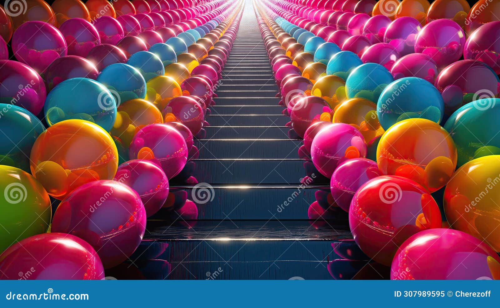 Colored Spheres Roll Down the Steps Stock Image - Image of team ...