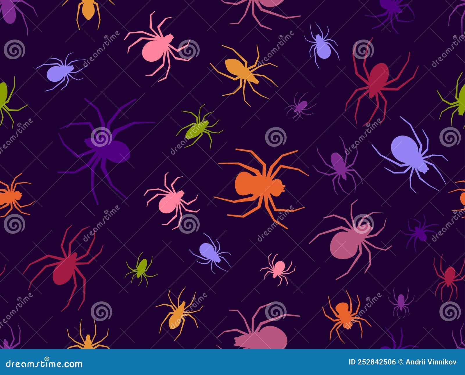 Colored Spiders Seamless Pattern. Background for Halloween with Spiders ...