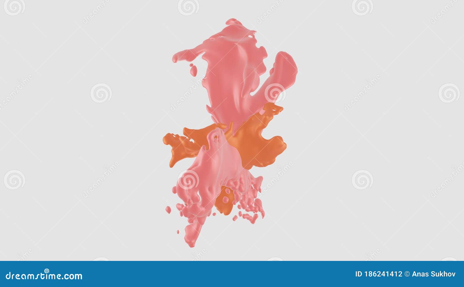 Colored Splashes in Abstract Shape, Isolated on White Background. 3d ...