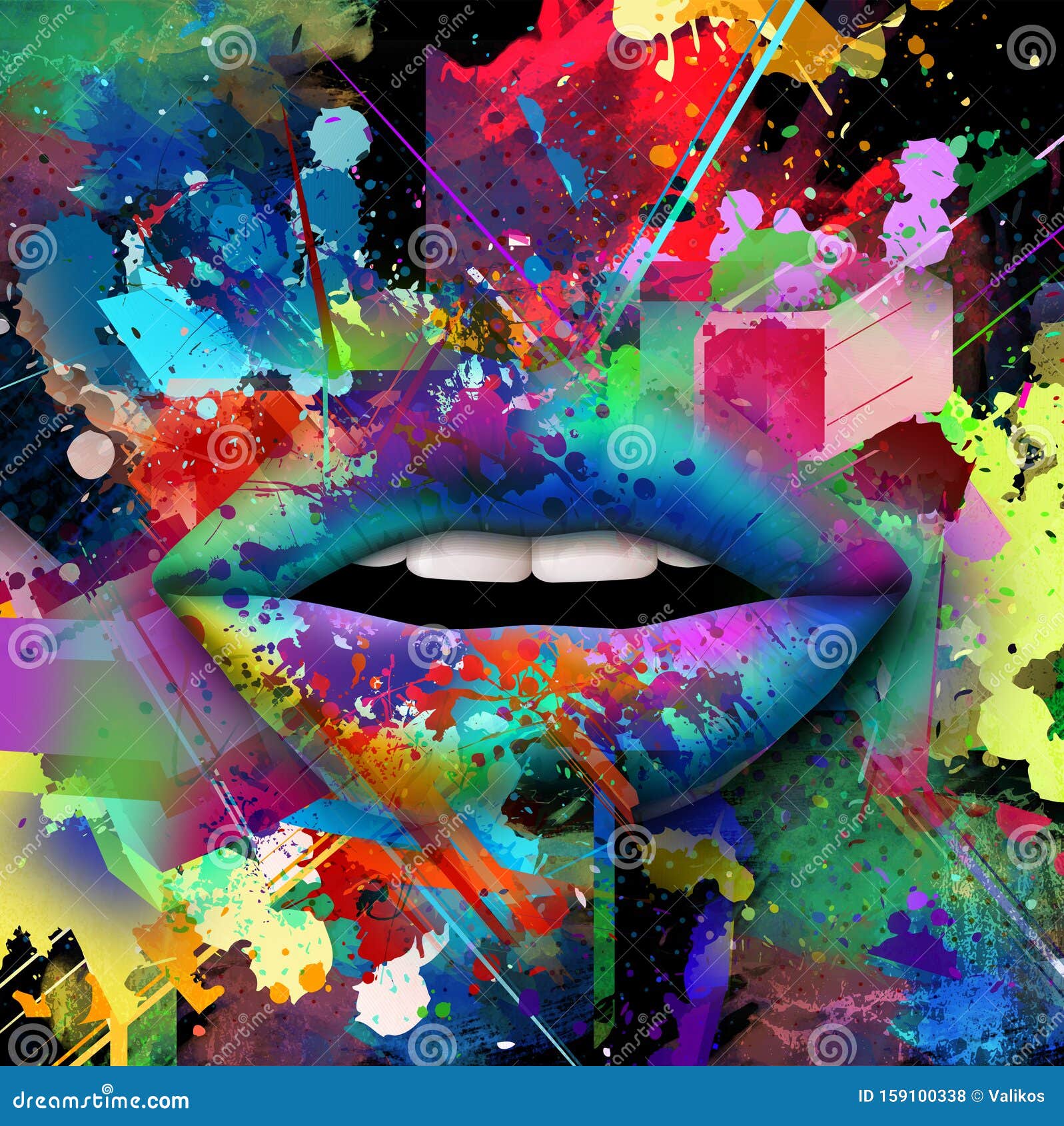 Colorfull Art in Abstract Magic Splashes Background Stock Illustration ...