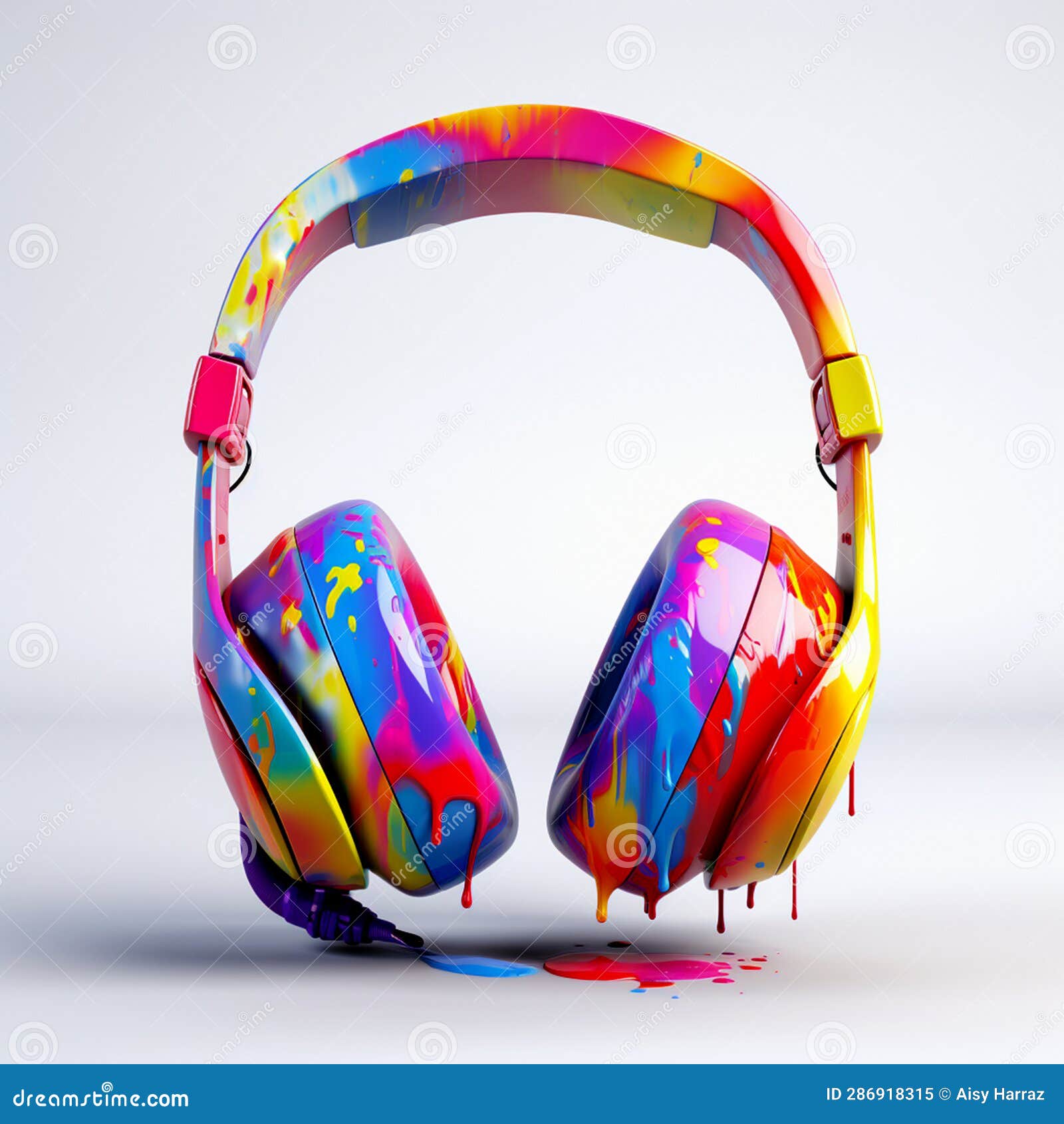 A Colored Splashes Paint Headphone. a Colorful Splashes Paint Headphone ...