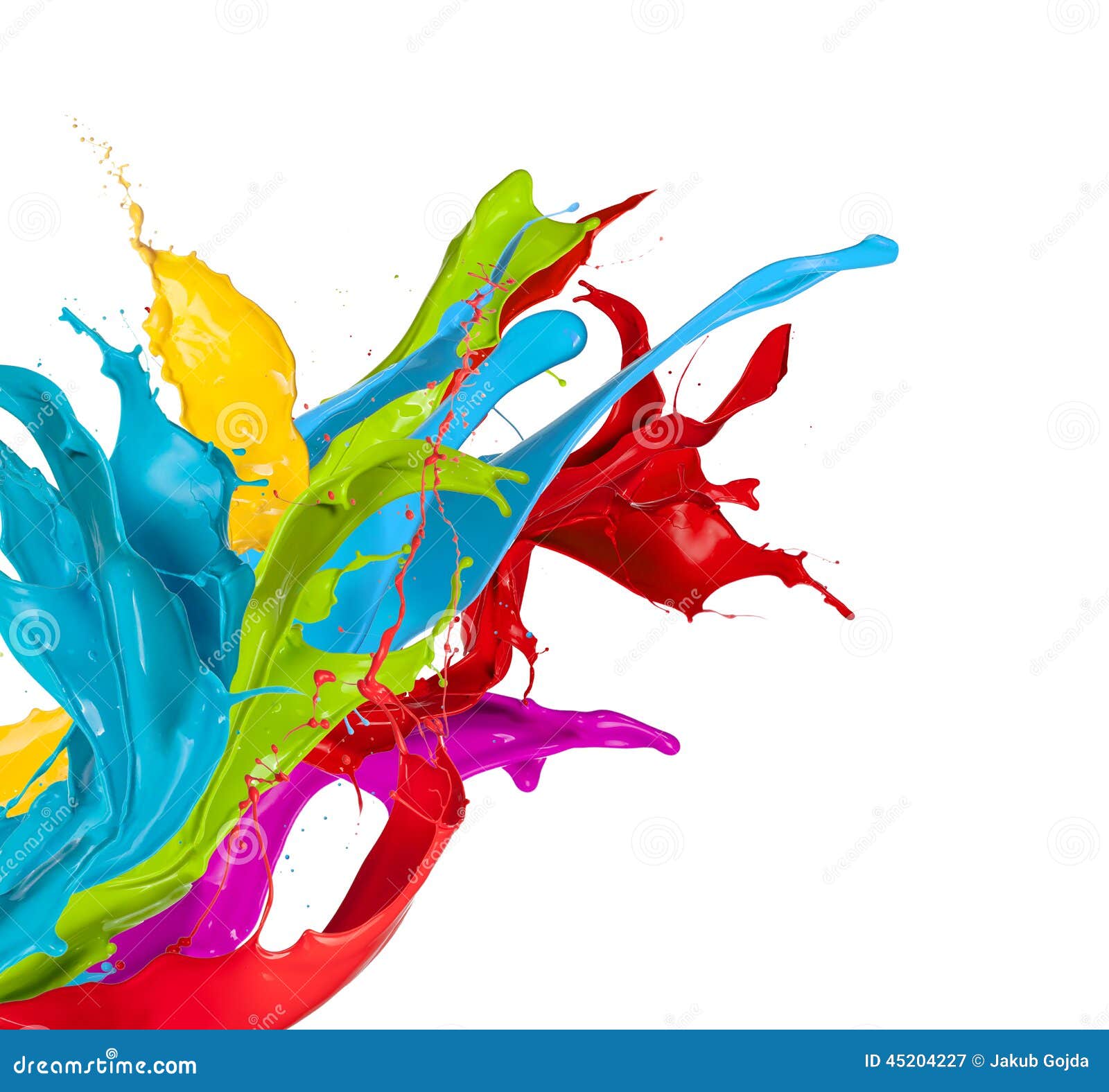 Colored Splashes on White Background Stock Image - Image of studio ...
